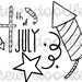 Patriotic Doodles Digital Clip Art Set Black Line Version Instant ...