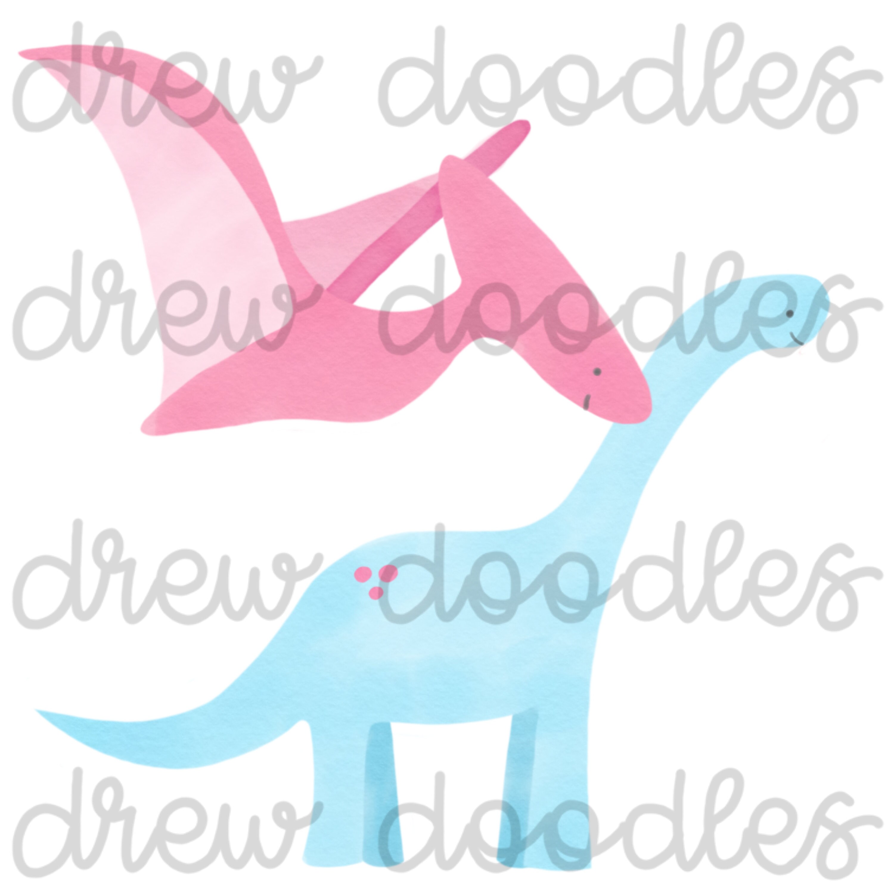 Watercolor Pink and Purple Dinosaurs Digital Clip Art Set - Etsy