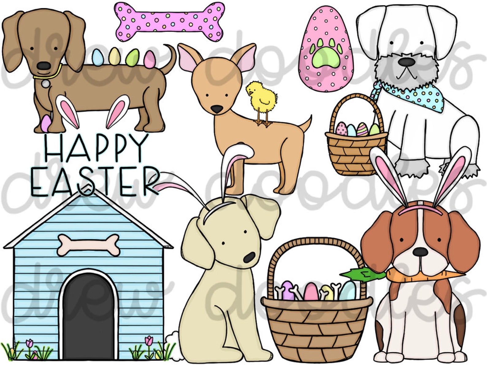 Easter Dogs Digital Clip Art Set Instant Download - Etsy