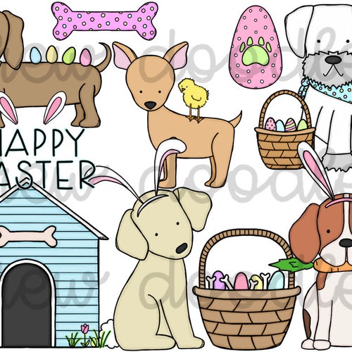 Watercolor Valentine's Day Dogs Digital Clip Art Set - Etsy