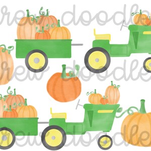 Watercolor Pumpkin Tractor Farm Digital Clip Art Set- Instant Download ...