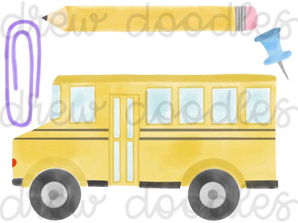 Watercolor Back to School Doodles Digital Clip Art Set - Etsy