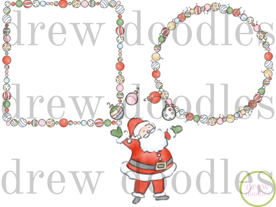 Watercolor Christmas Ornament Frames Digital Clip Art Set- Instant ...