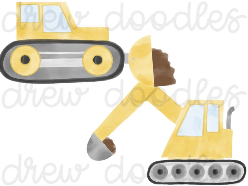 Watercolor Construction Trucks Digital Clip Art Set Instant - Etsy