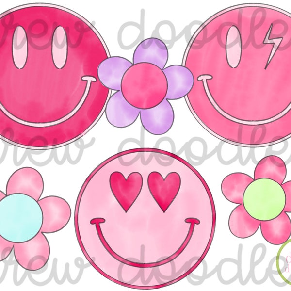 Rainbow Flower With Smiley Face - Etsy