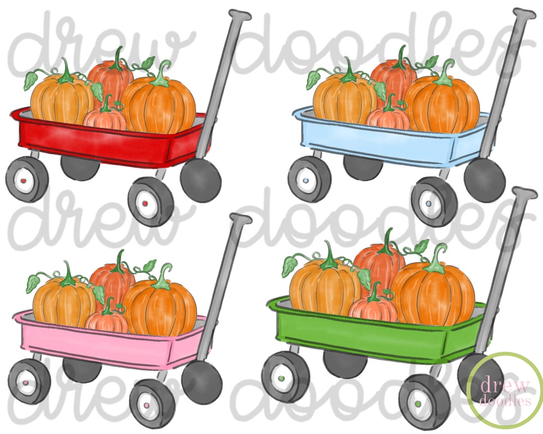 Watercolor Pumpkins in Wagons Digital Clip Art Set- Instant Download - Etsy