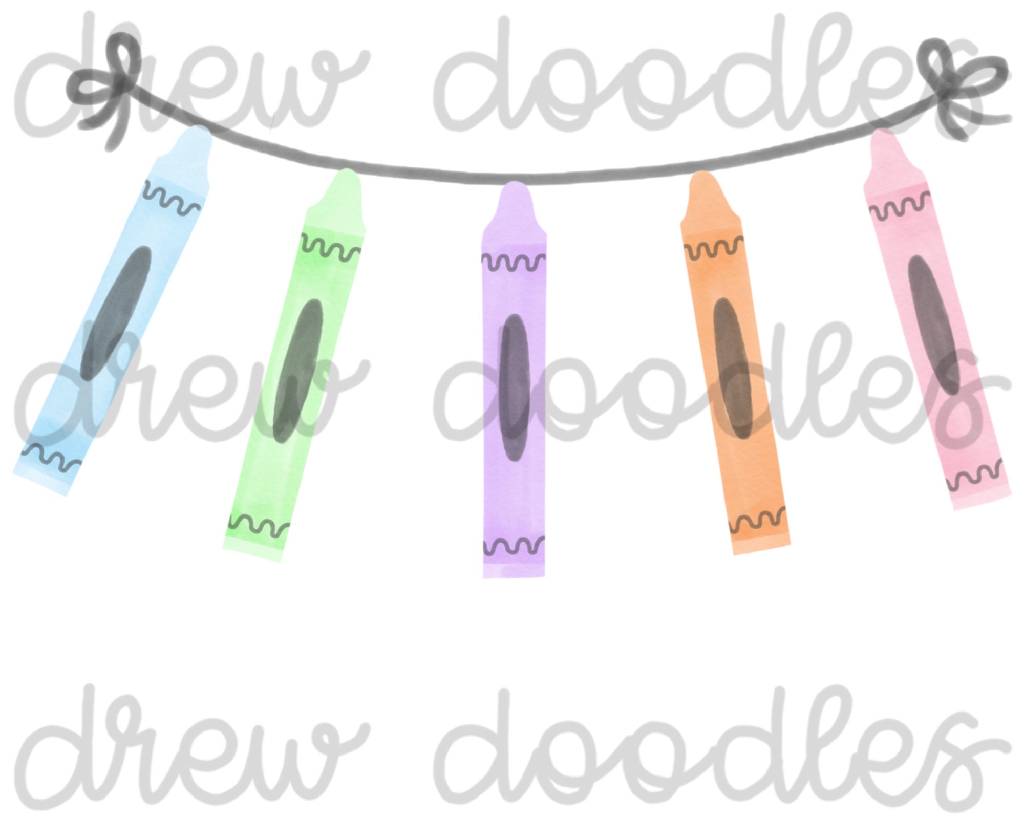 Watercolor Crayon Banner for Monogram Digital Clip Art Set - Etsy UK