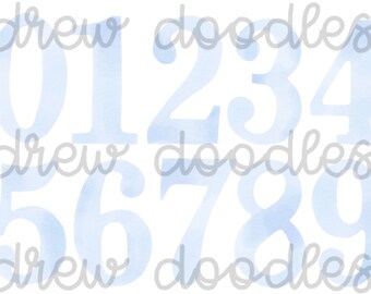 Watercolor Light Pink Numbers 0-9 Digital Clip Art Set- Instant ...