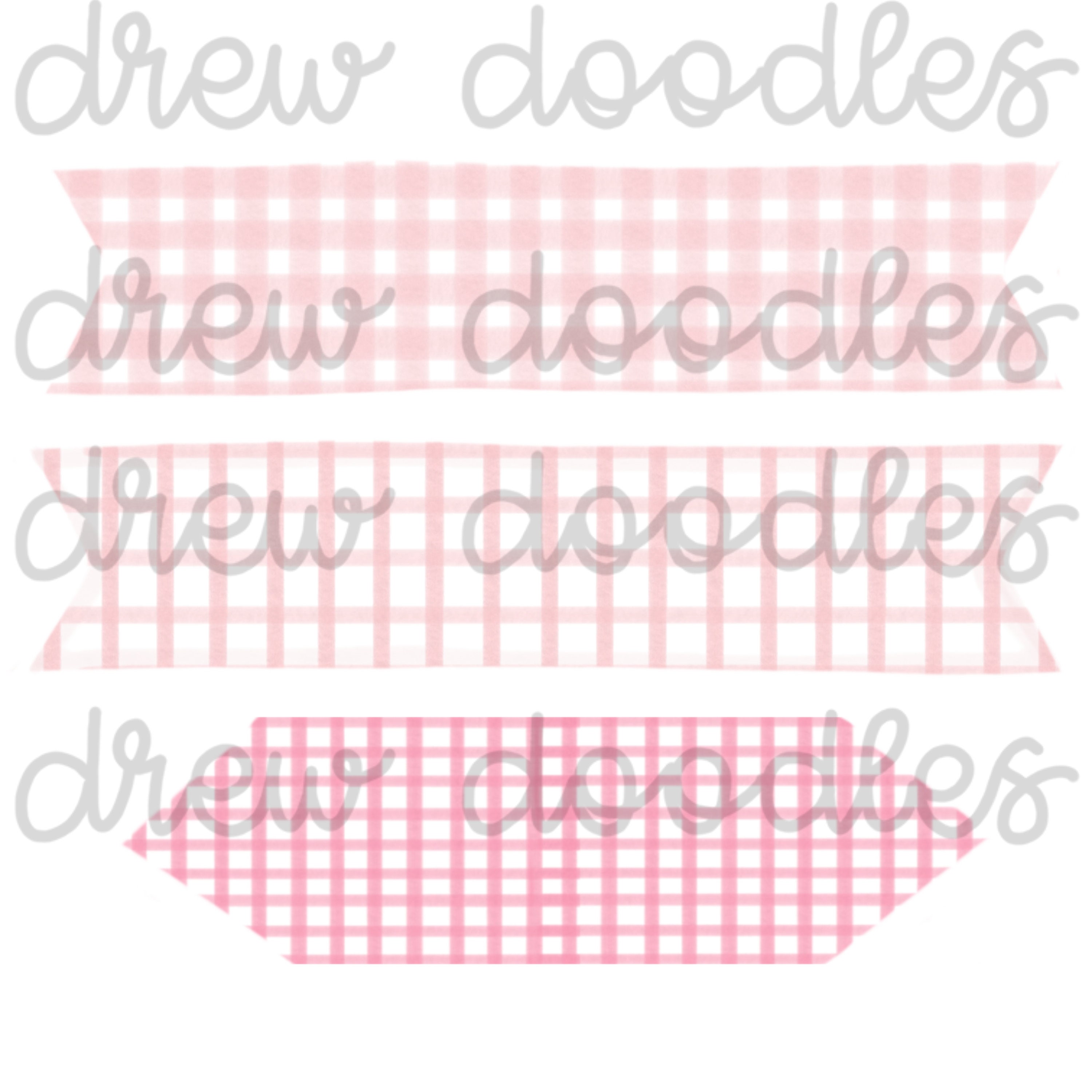 Watercolor Pink Gingham Banners Digital Clip Art Set Instant - Etsy