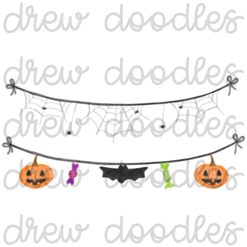 Watercolor Halloween Banners Bunting Digital Clip Art Set- Instant ...
