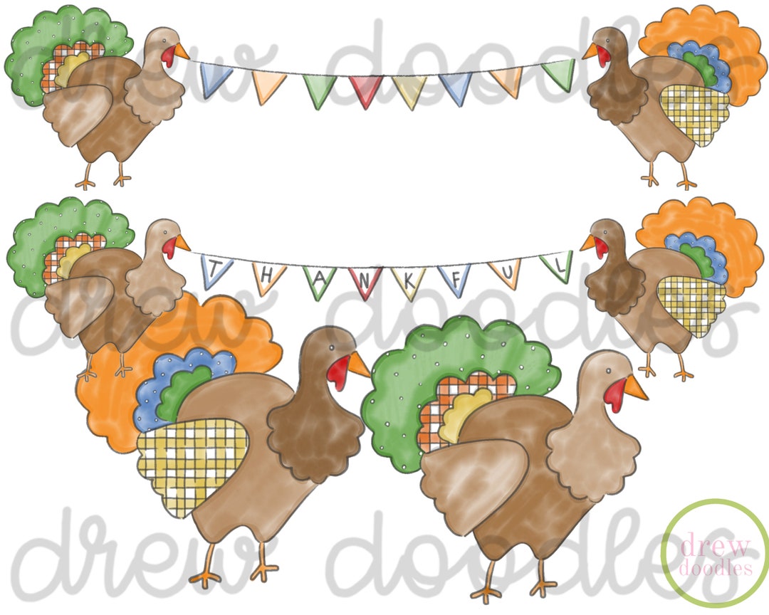 Watercolor Thanksgiving Turkey Digital Clip Art Set- Instant Download ...