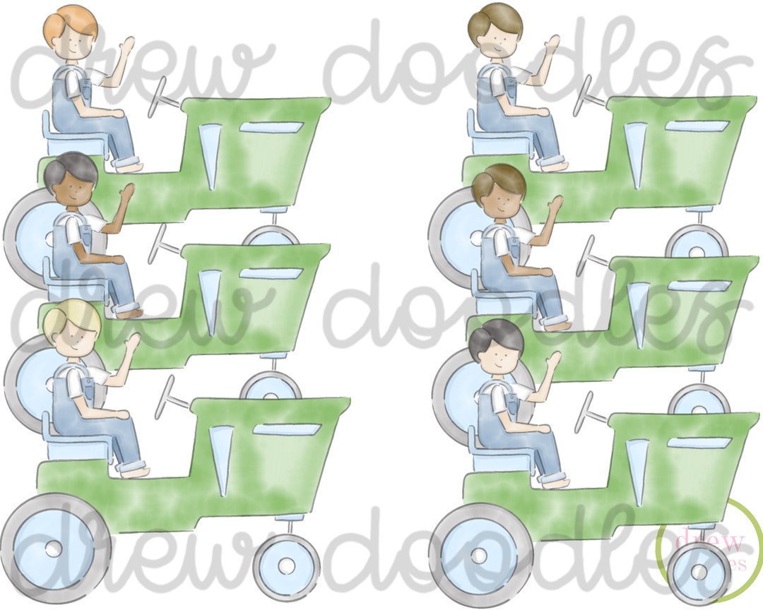 Watercolor Tractor Boys Digital Clip Art Set- Instant Download - Etsy