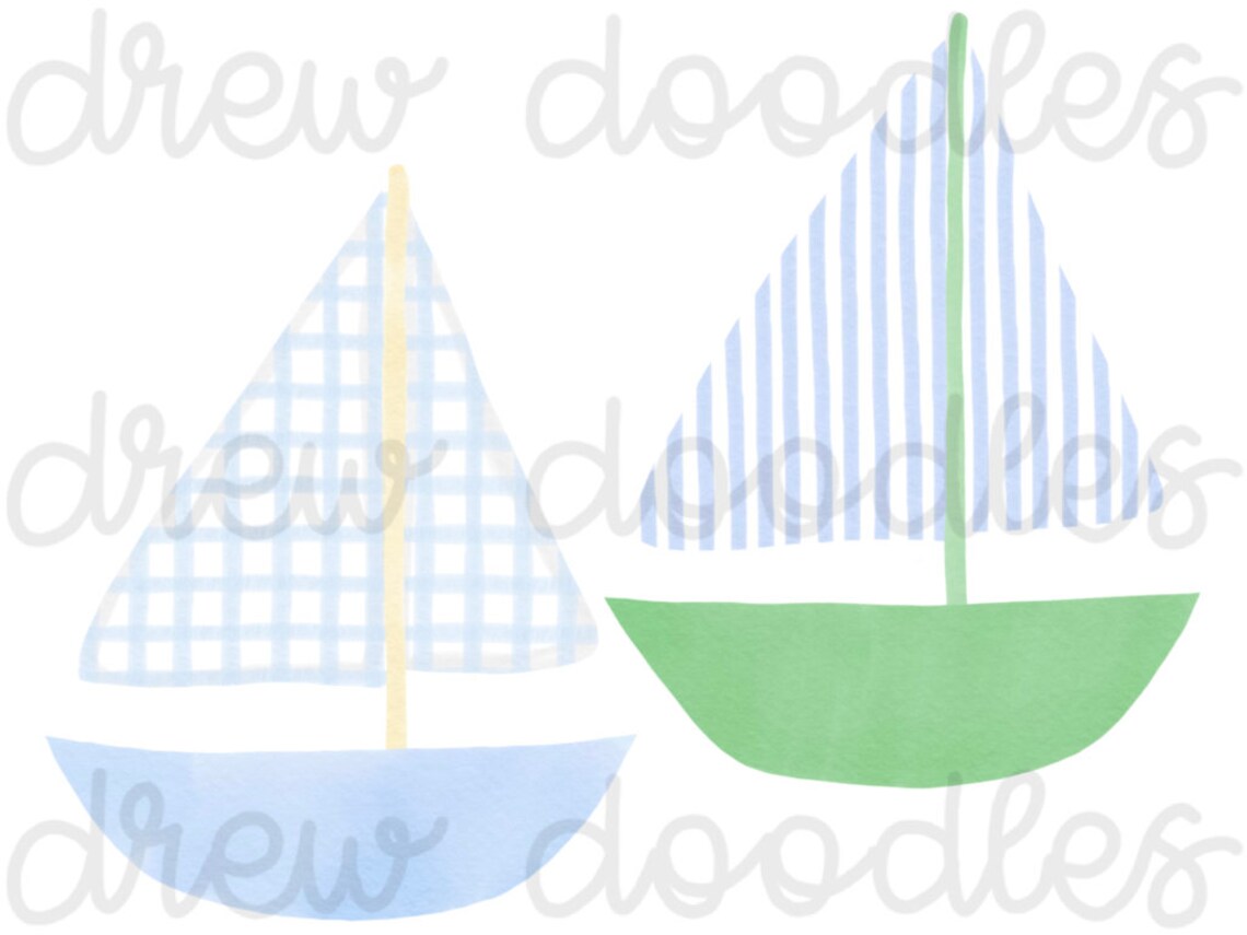 Watercolor Sailboats Set 2 Digital Clip Art Set- Instant Download - Etsy