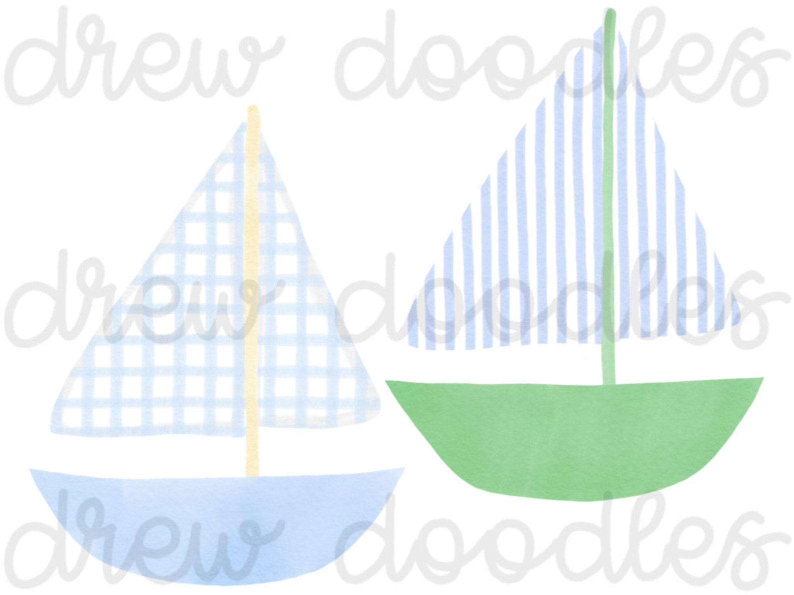 Watercolor Sailboats Set 2 Digital Clip Art Set Instant - Etsy