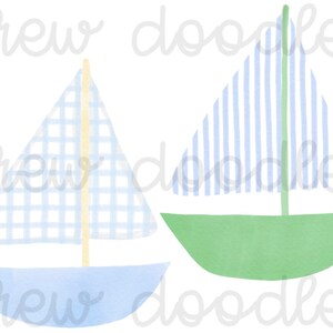 Watercolor Sailboats Set 2 Digital Clip Art Set- Instant Download - Etsy