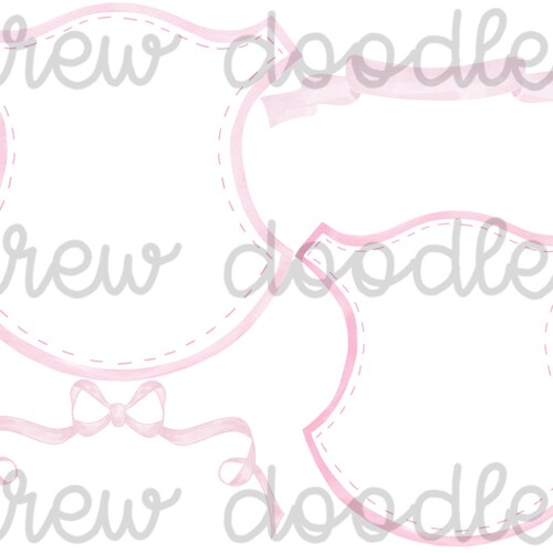 Watercolor Pink Bow Circle Frame Digital Clip Art Set - Etsy