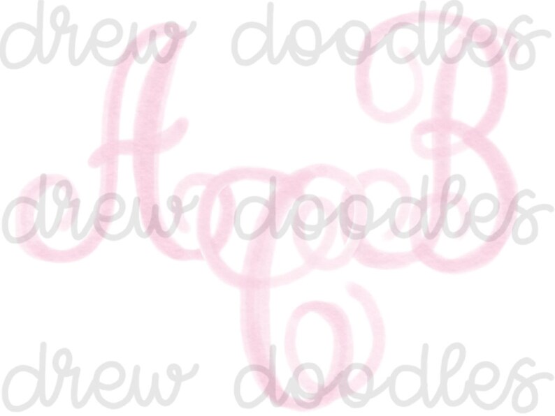 Watercolor Light Pink Vine Monogram Alphabet Digital Clip Art - Etsy