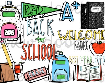 Kindness Doodles Digital Clip Art Set Color and Black Line | Etsy