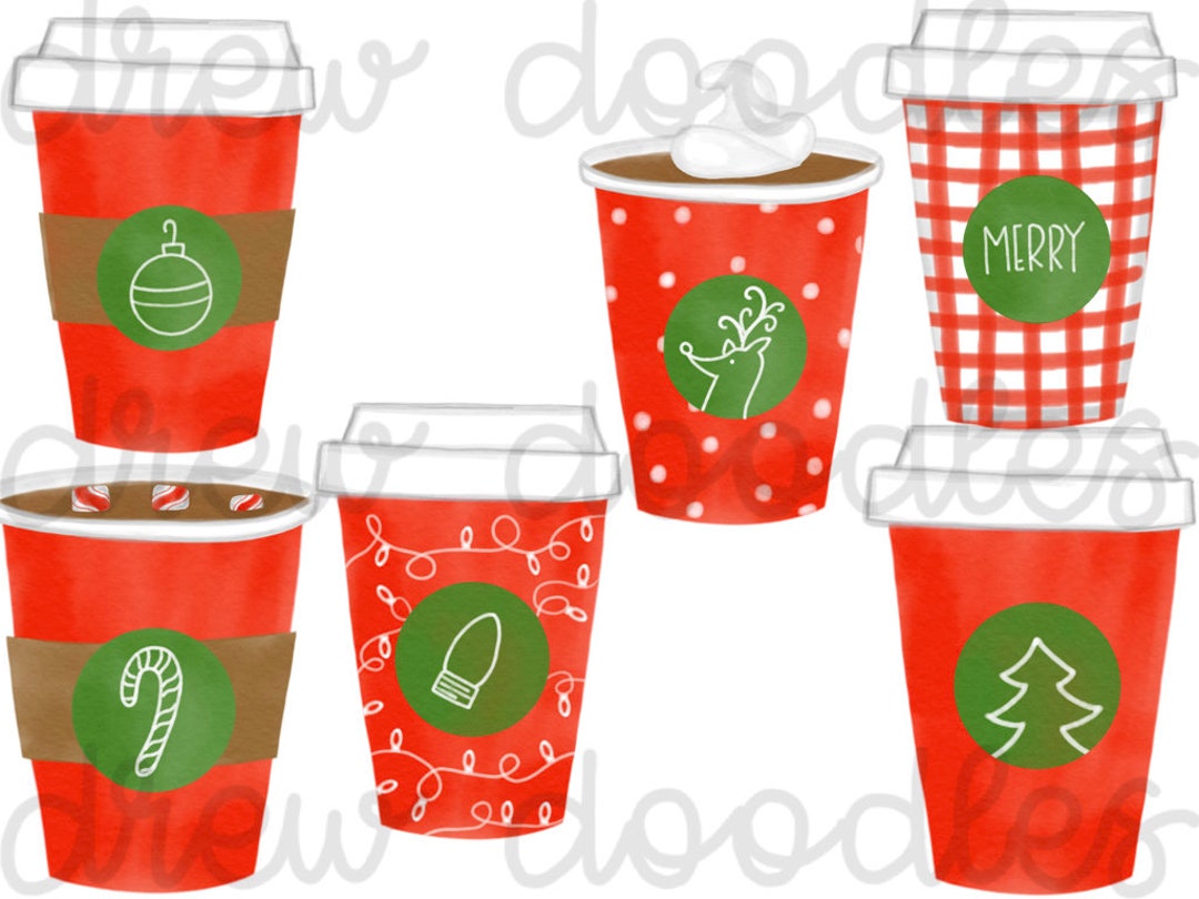 Watercolor Christmas Coffee Digital Clip Art Set- Instant Download - Etsy