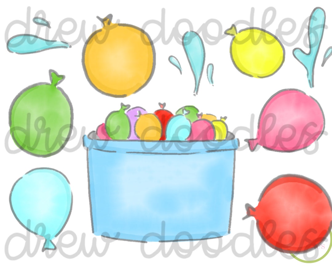 Watercolor Bright Water Balloons Digital Clip Art Set- Instant Download ...
