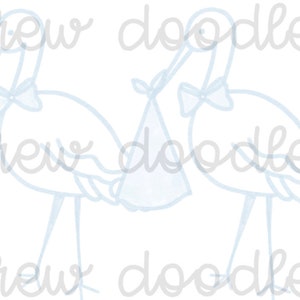Watercolor Blue and White Baby Boy Stork Digital Clip Art Set- Instant ...