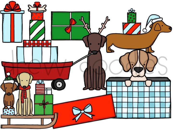 Puppy Presents Digital Clip Art Set Instant Download | Etsy