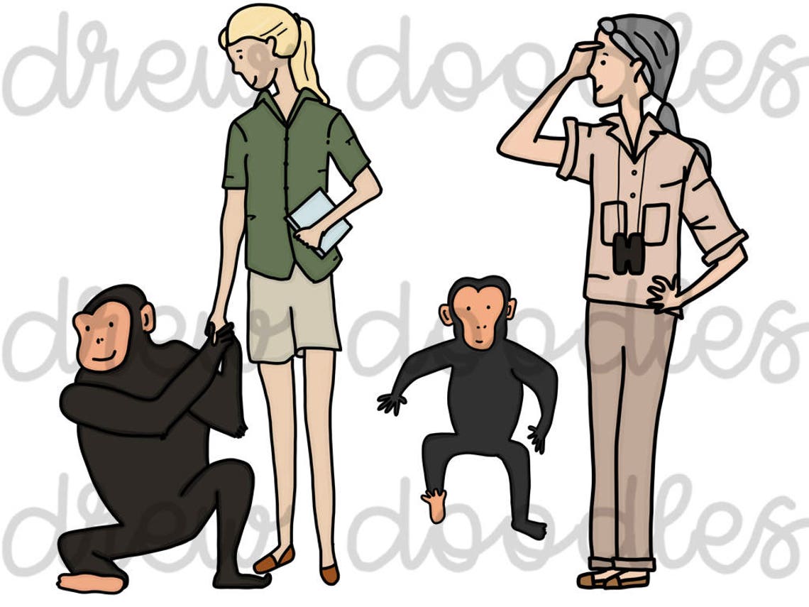 Jane Goodall Digital Clip Art Set Instant Download | Etsy