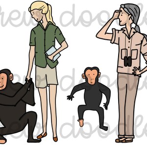 Jane Goodall Digital Clip Art Set- Instant Download - Etsy