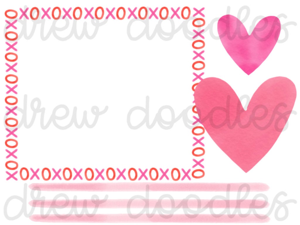 Watercolor Valentine's Borders and Frames Instant - Etsy