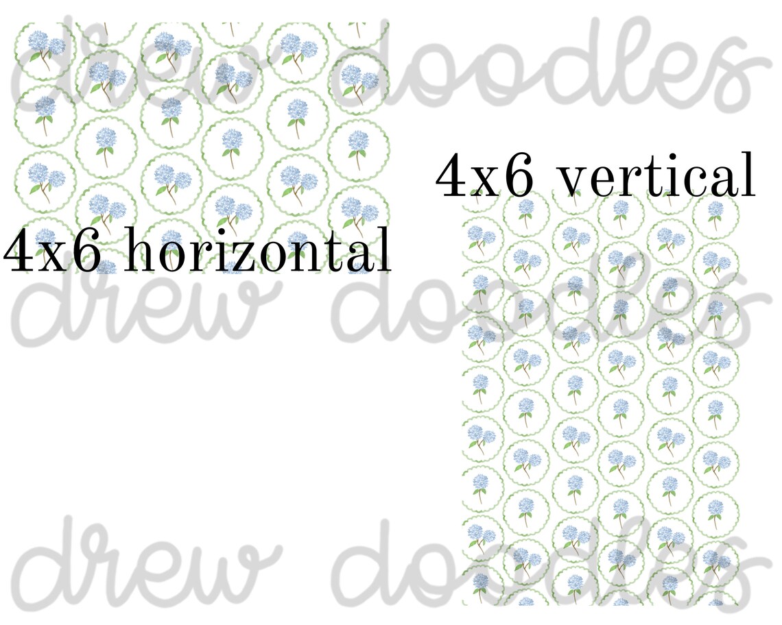 Watercolor Blue Hydrangea Print Digital Papers Backgrounds 4x6 | Etsy