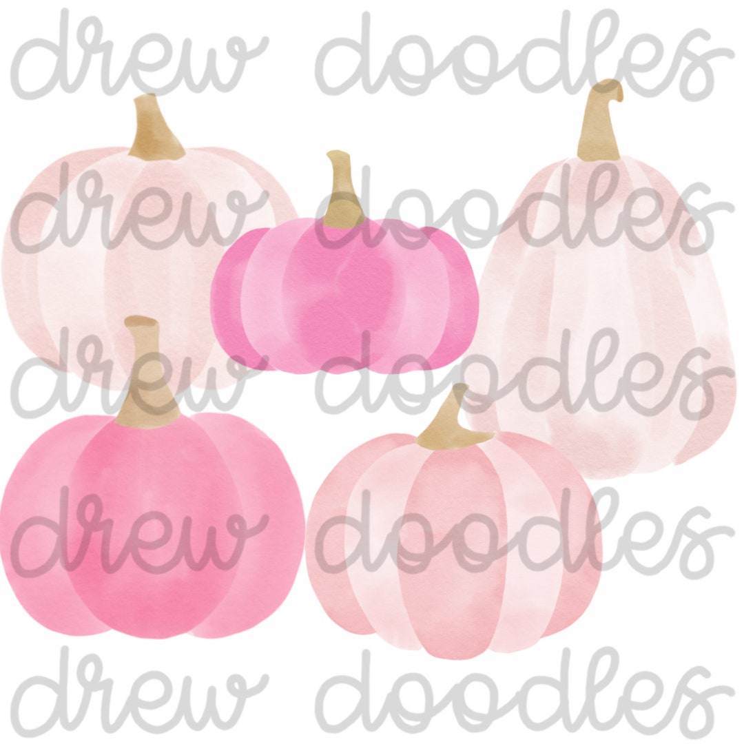 Watercolor Pink Pumpkins Digital Clip Art Set- Instant Download - Etsy