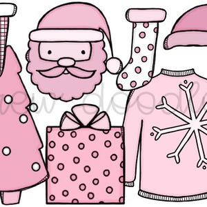 Pink Christmas Digital Clip Art Set - Etsy