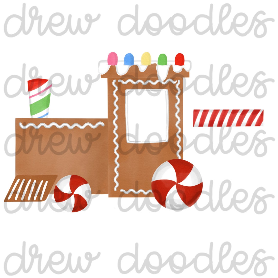 Watercolor Christmas Gingerbread Train Digital Clip Art Set - Etsy