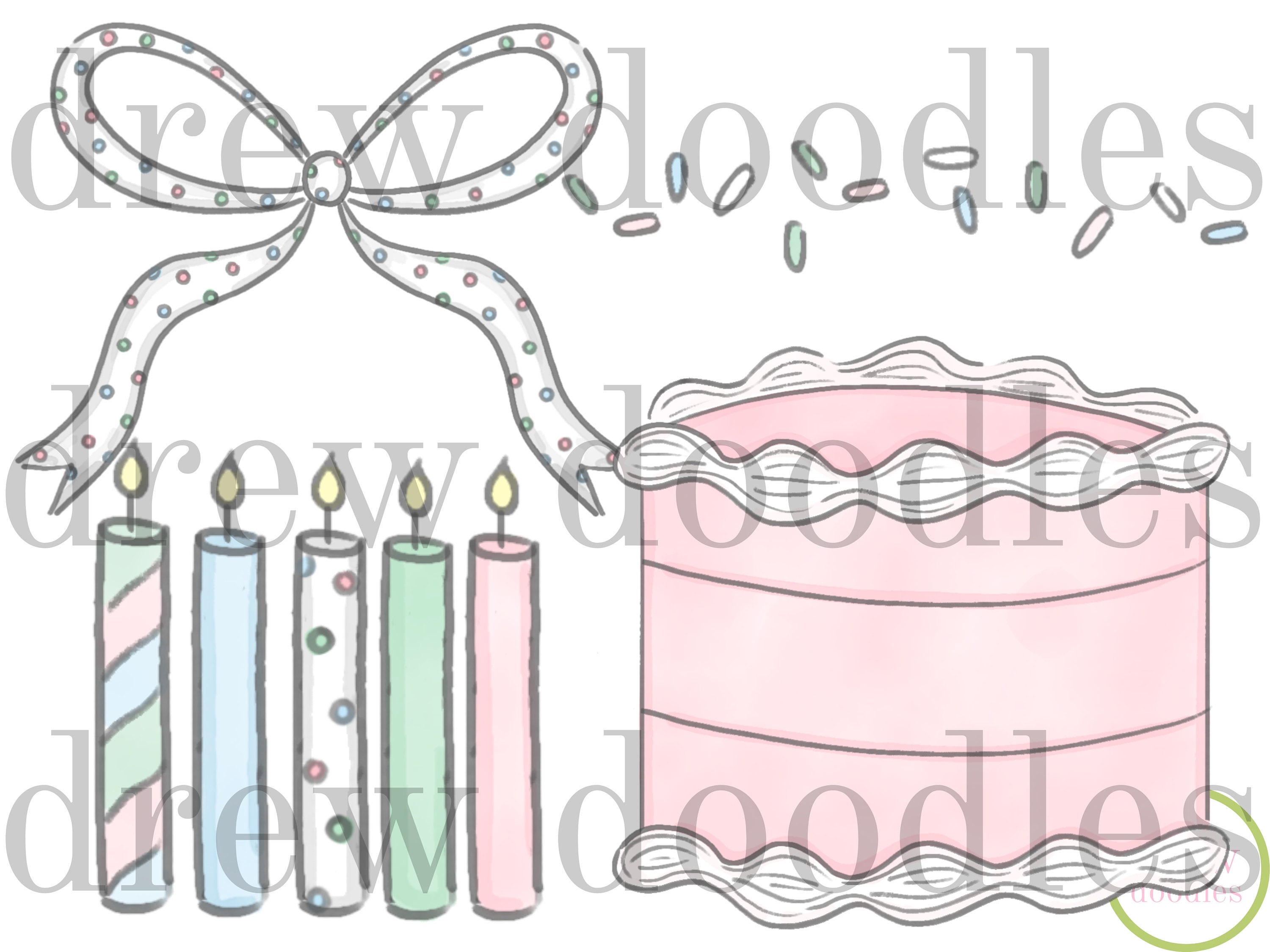 Watercolor Pastel Birthday Jumbo Digital Clip Art Set- Instant Download ...