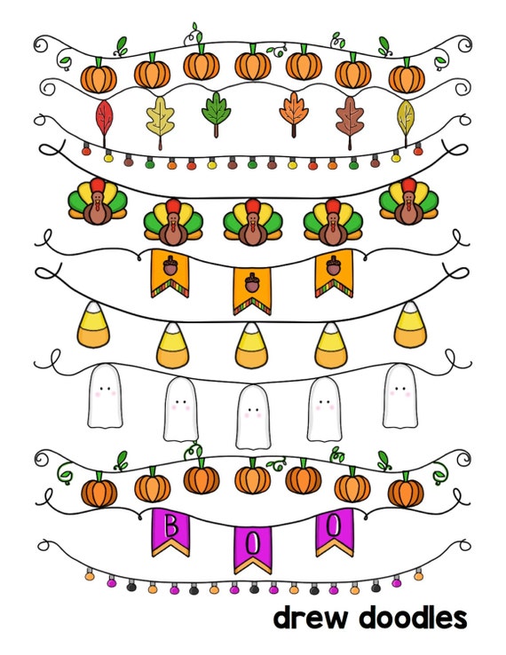 Fall and Halloween Banners COMBO Digital Clip Art Set - Etsy