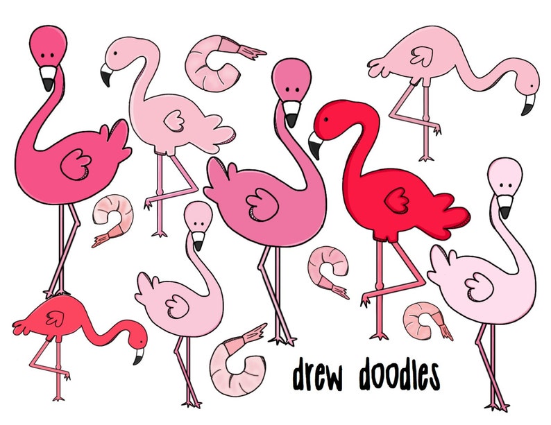 Flamingo Digital Clip Art Set Instant Download - Etsy