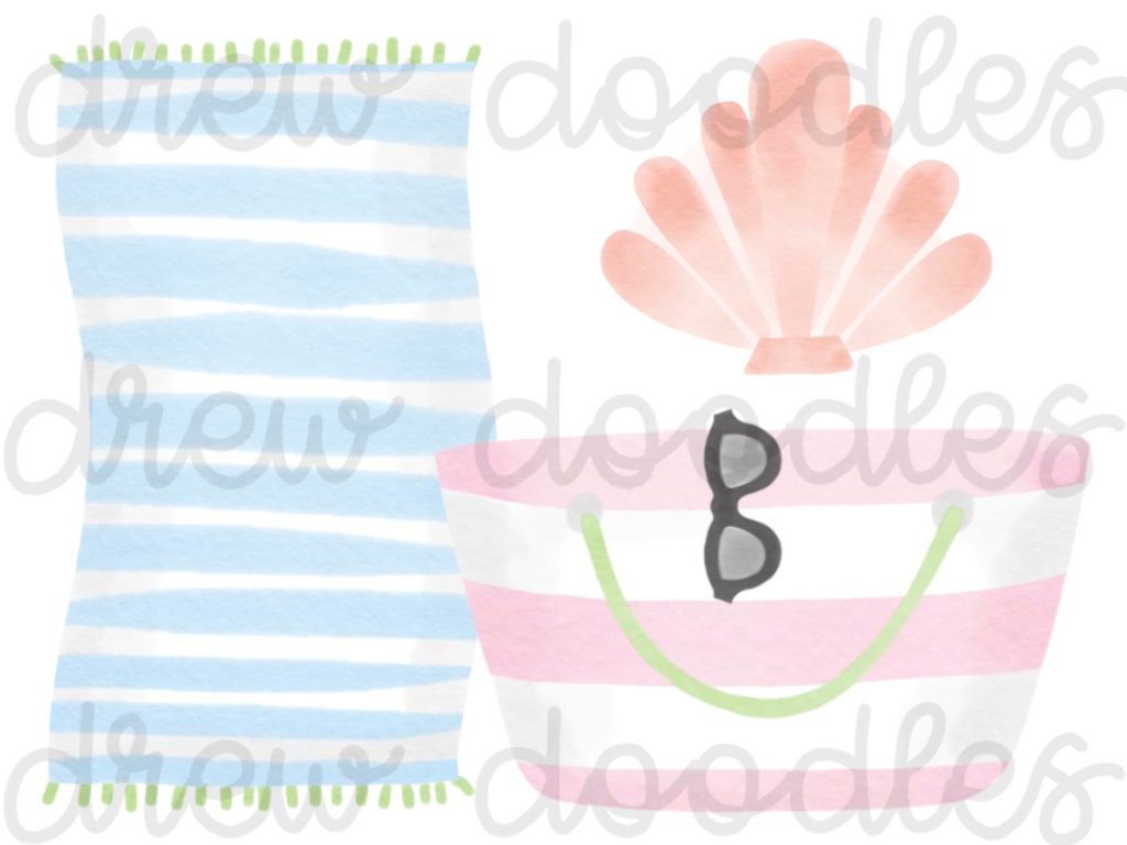 Watercolor Beach Digital Clip Art Set- Instant Download - Etsy