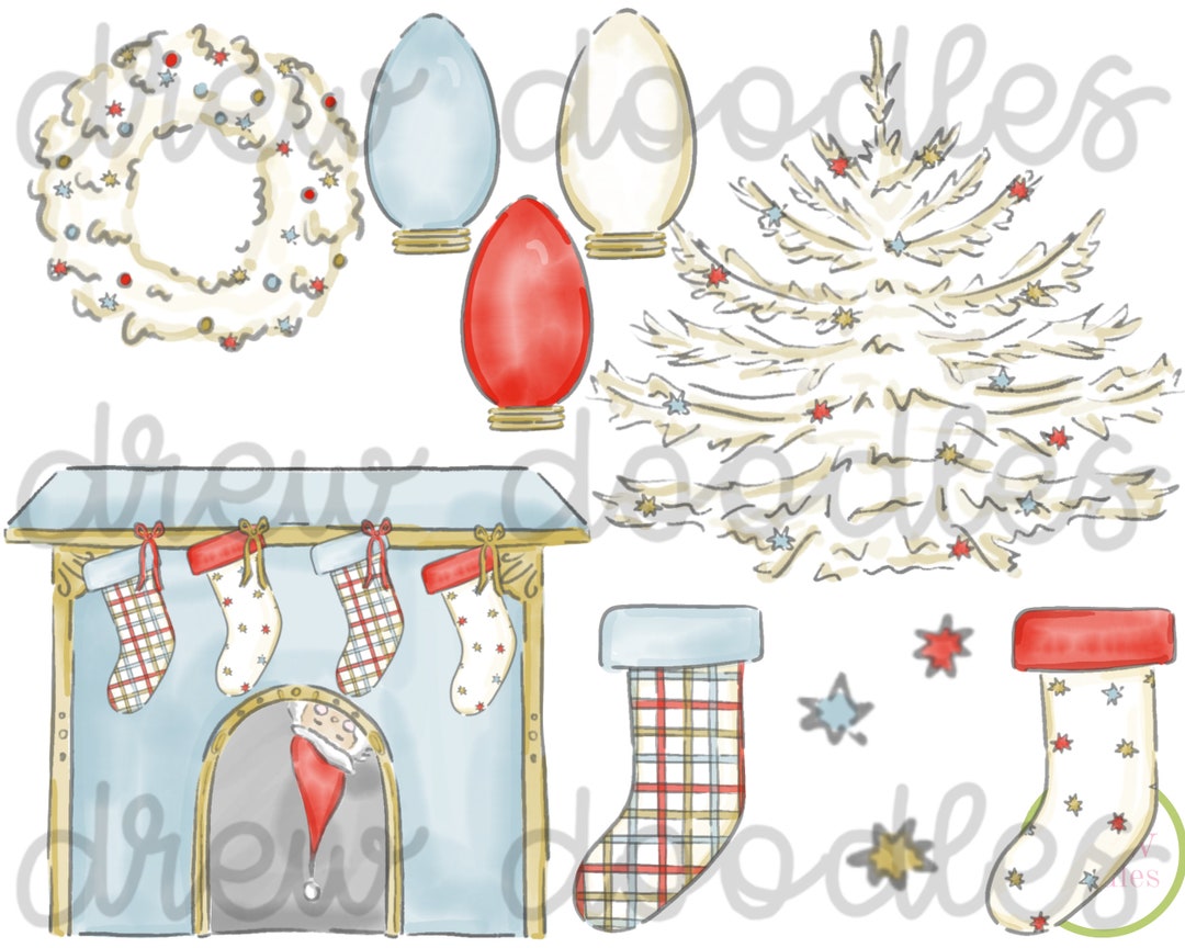 Watercolor Blue Christmas Digital Clip Art Set- Instant Download - Etsy