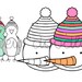 Bright Snowmen Digital Clip Art Set- Color and Black Line COMBO ...