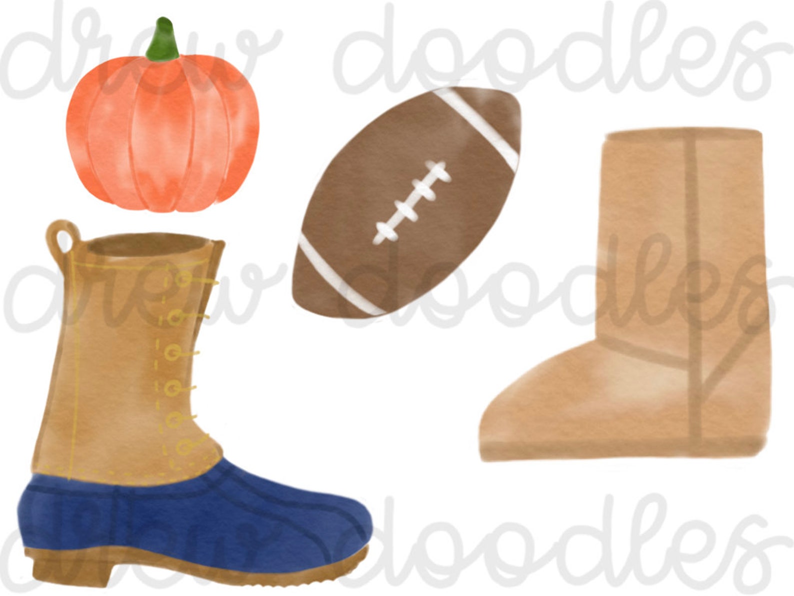 Watercolor Fall Essentials Digital Clip Art Set Instant - Etsy