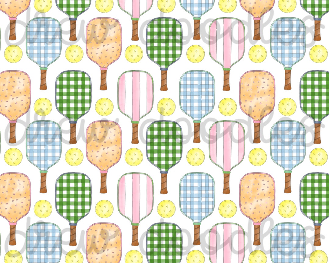 Watercolor Pickleball Print Pattern Digital Papers Backgrounds 4x6, 7x5 ...