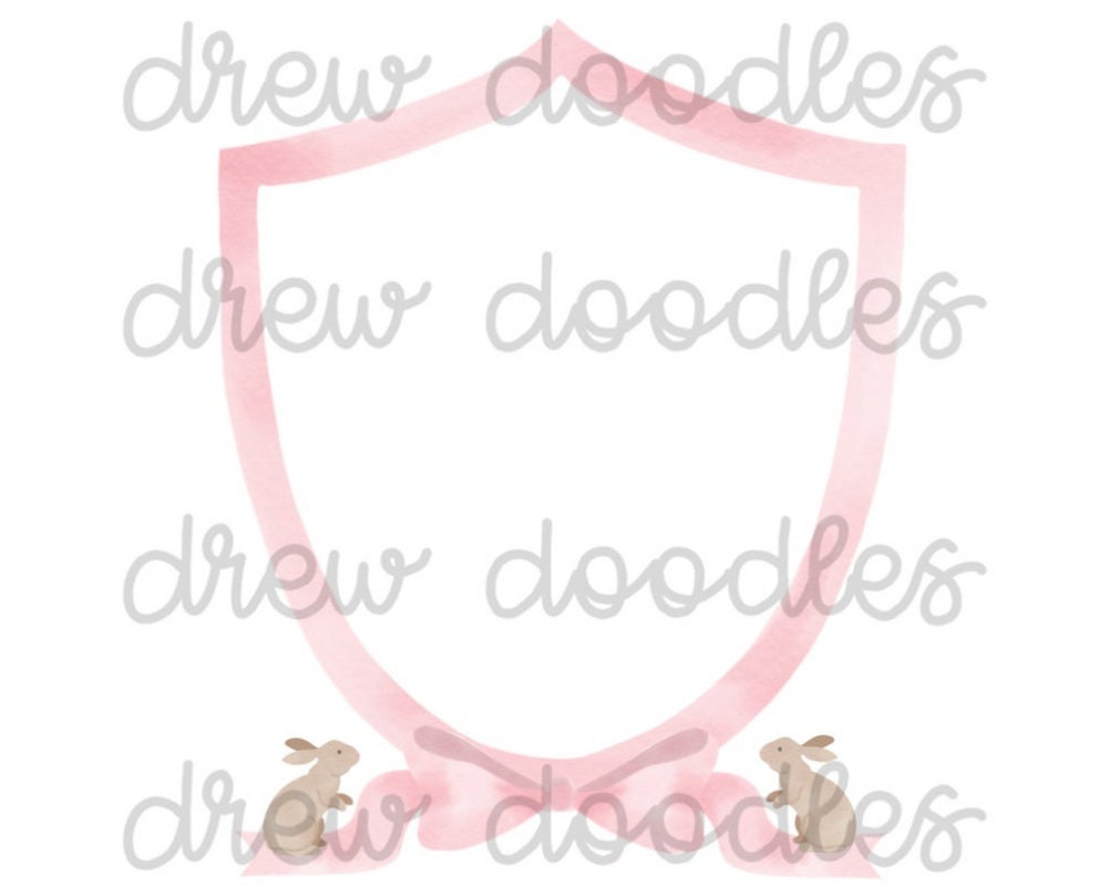 Easter Bunny Rabbit Pink Bow Crest Digital Clip Art Set | Etsy