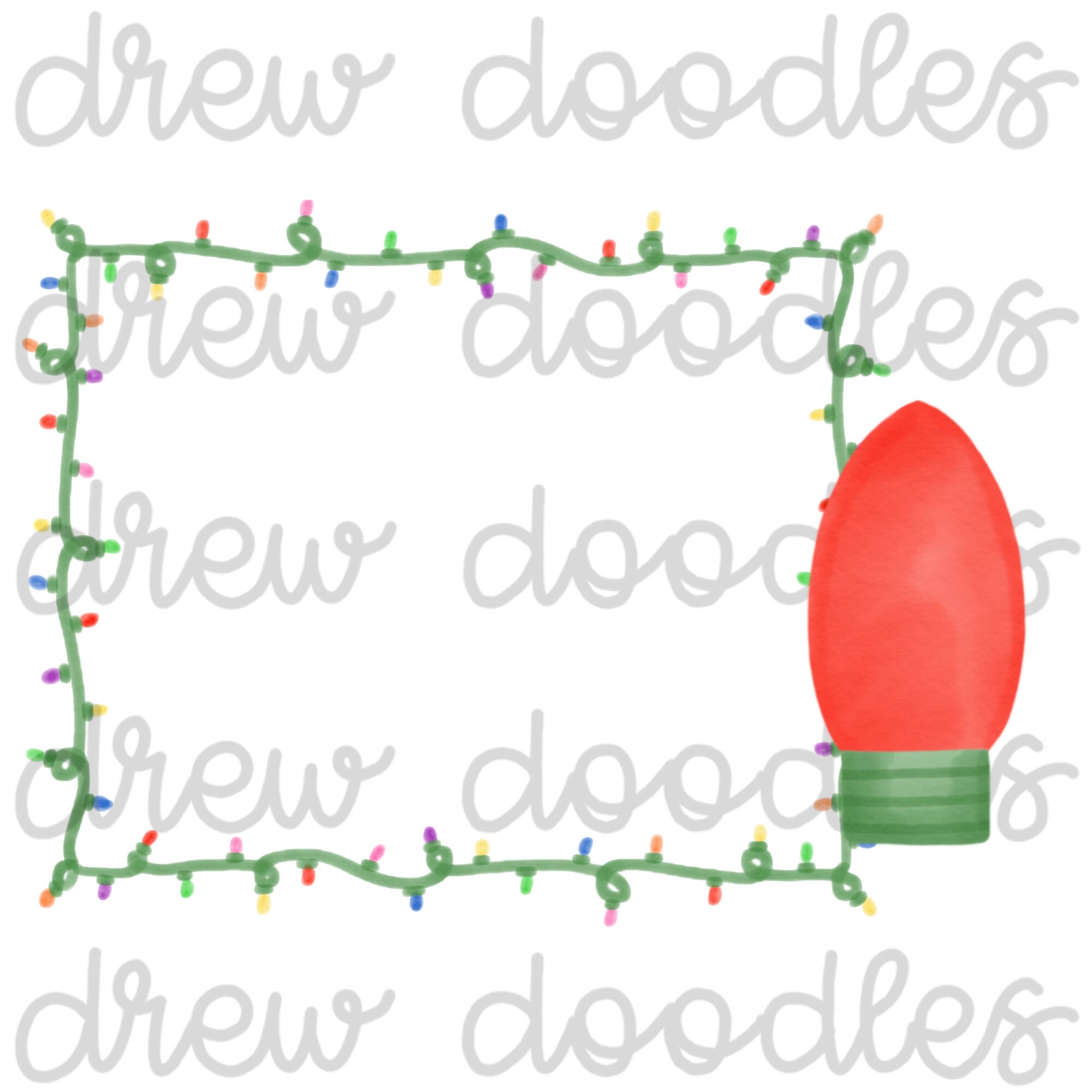 Watercolor Christmas Light Frames Digital Clip Art Set- Instant ...