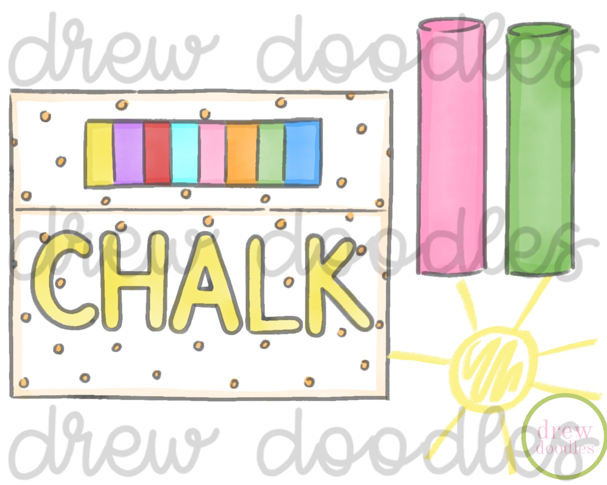Watercolor Chalk Digital Clip Art Set- Instant Download - Etsy Canada