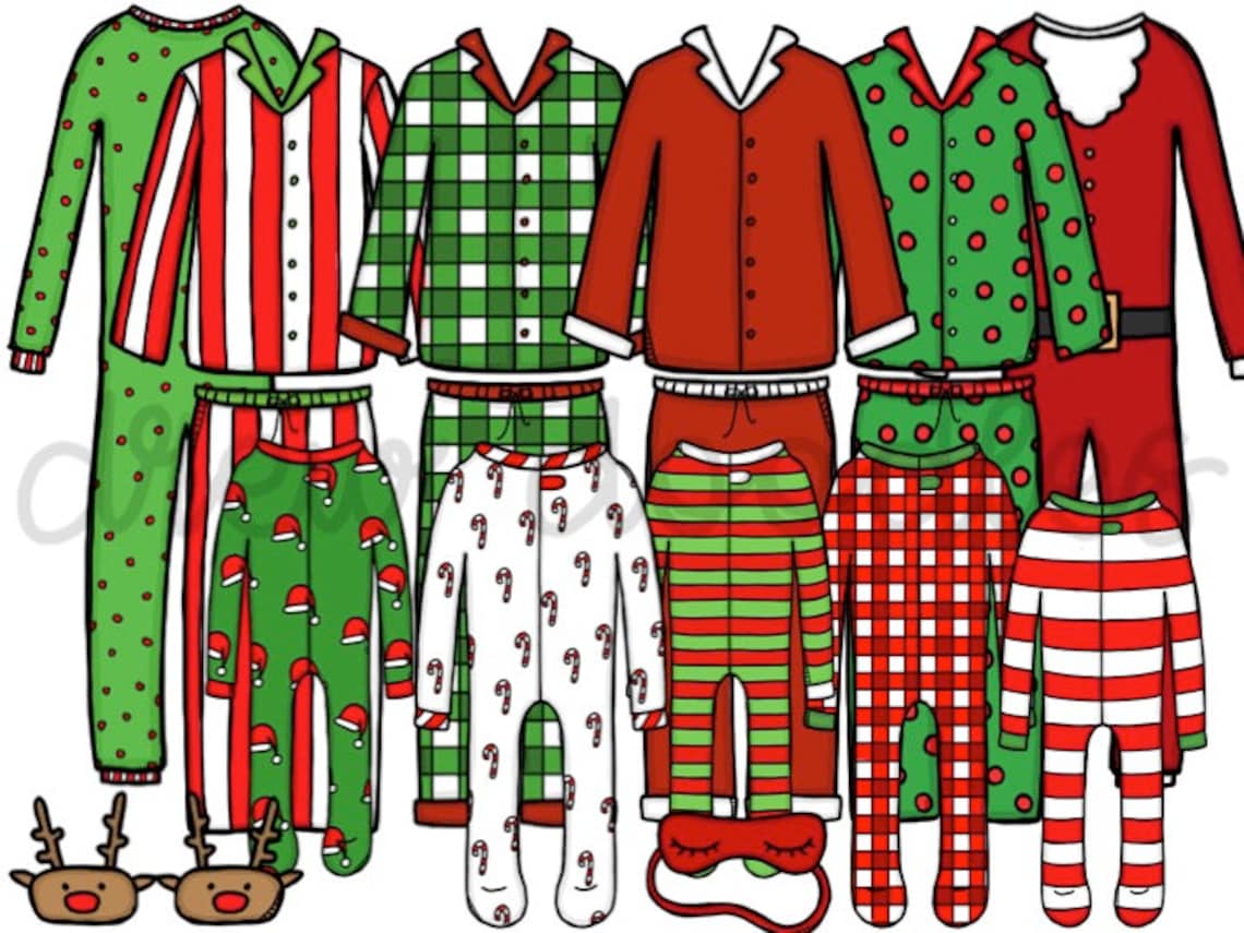 Christmas Pj's Digital Clip Art Set Instant Download | Etsy
