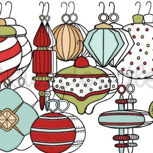 Vintage Ornaments Digital Clip Art Set- Color and Black Line COMBO ...