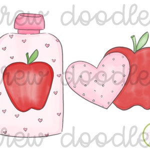 Watercolor Valentine's Day Applesauce Digital Clip Art Set Instant ...