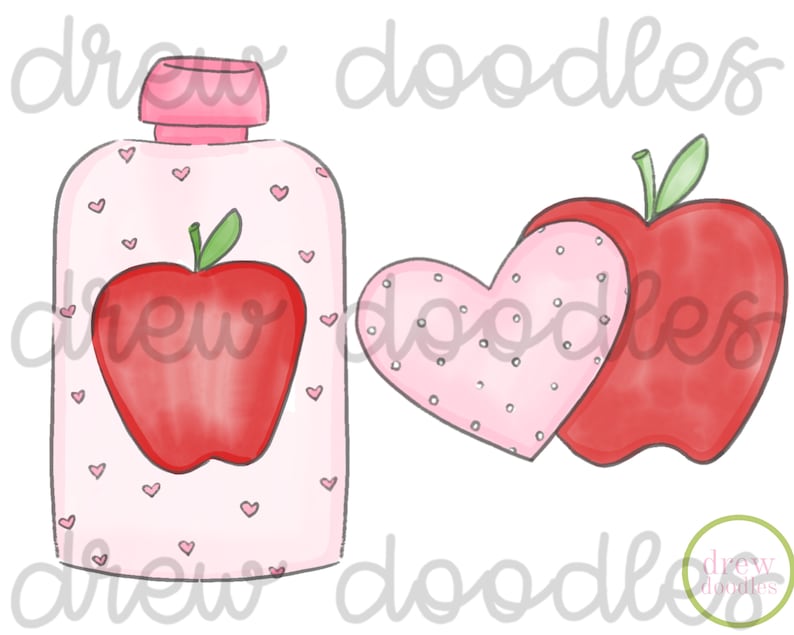 Watercolor Valentine's Day Applesauce Digital Clip Art Set- Instant ...