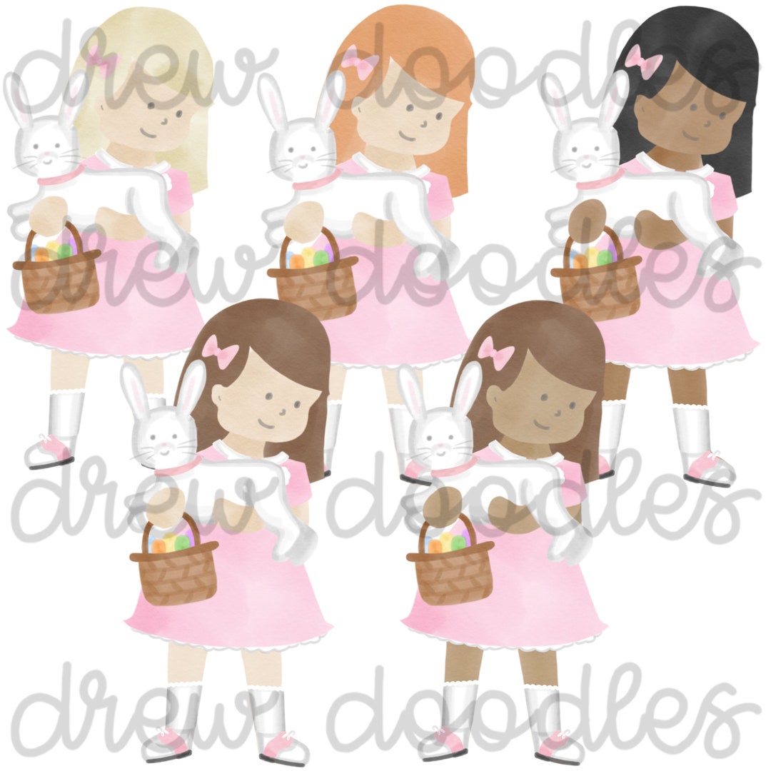 Watercolor Easter Girls Digital Clip Art Set- Instant Download - Etsy