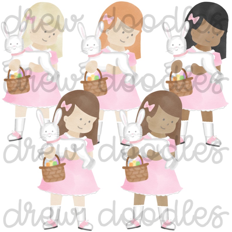 Watercolor Easter Girls Digital Clip Art Set- Instant Download - Etsy